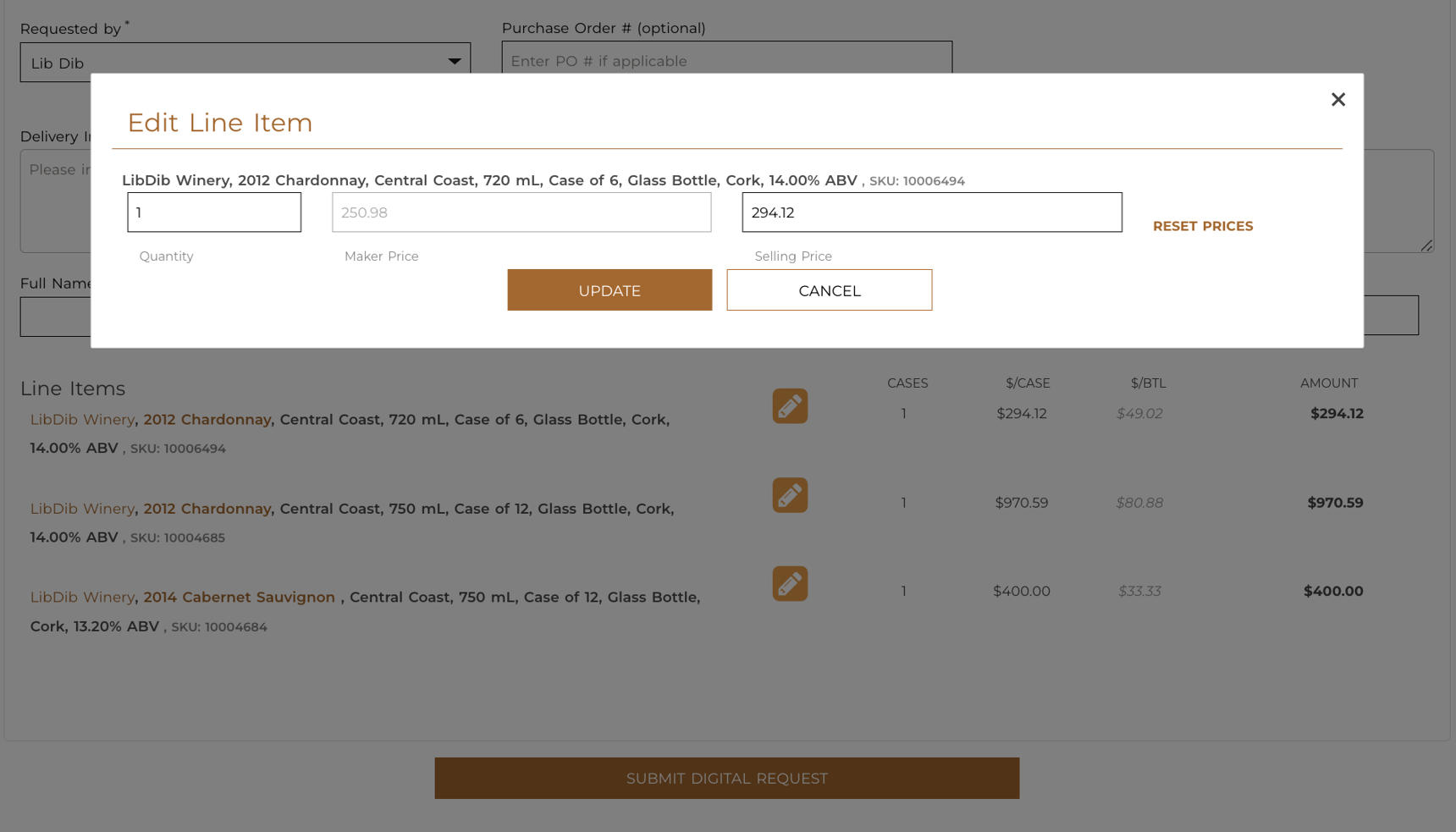 How to create a Digital Request